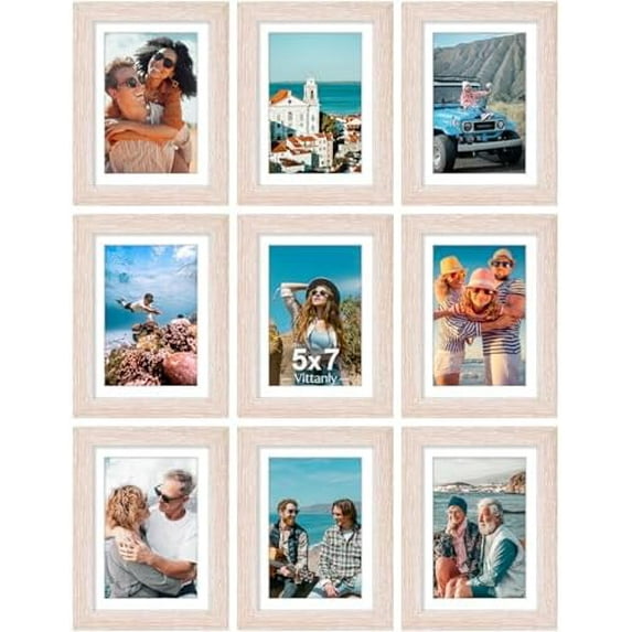 5x7 Picture Frames Set of 9, Shatter Resistant Plexiglass, Display 4x6 ...