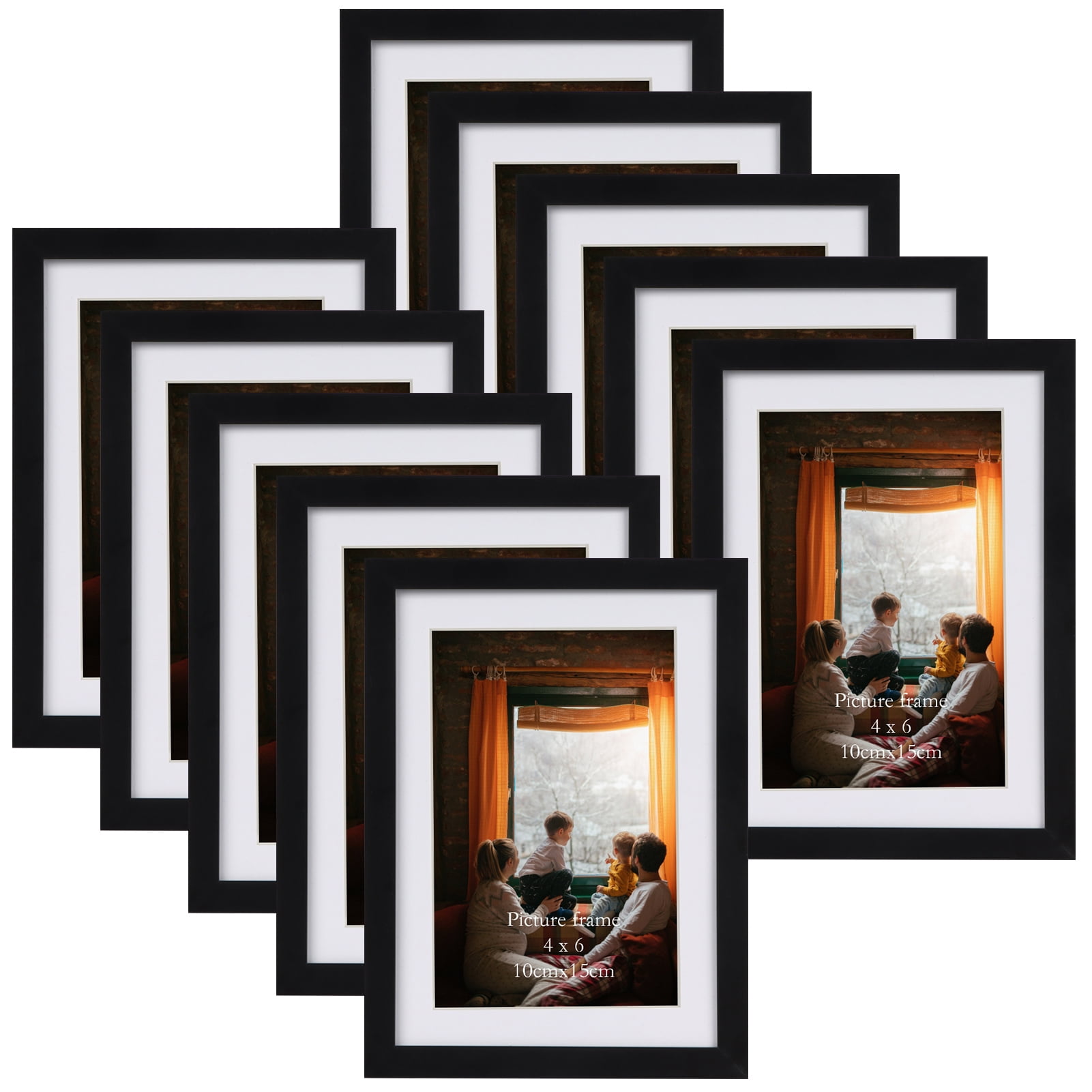 Set of 10 Classic 5x7 Picture Frames, Suitable for 4x6 Photo with Mat ...