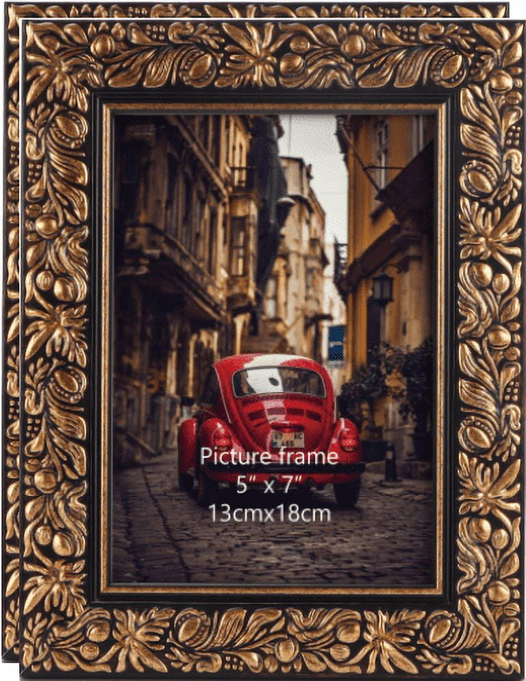 5x7 Picture Frames Set of 2, Vintage Flower Relief Photo Frame 5 by 7 ...