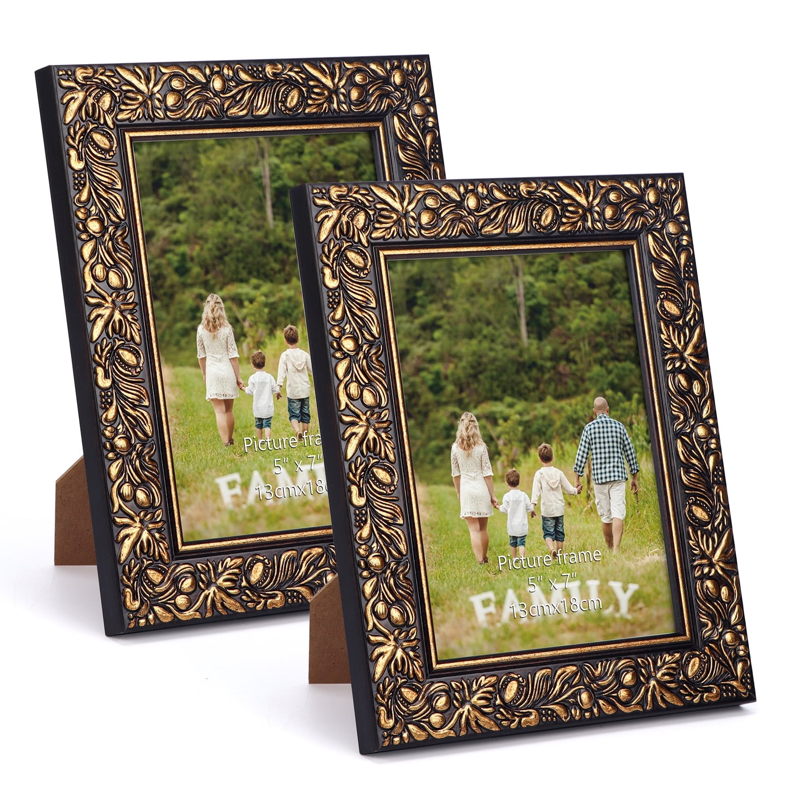 Decorative 5x7 Vintage Flower Relief Picture Frames Set of 2, Black ...