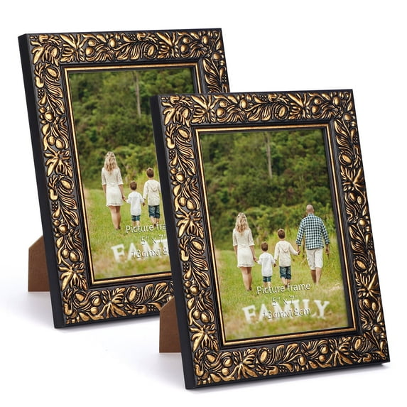 Decorative 5x7 Vintage Flower Relief Picture Frames Set of 2, Black ...
