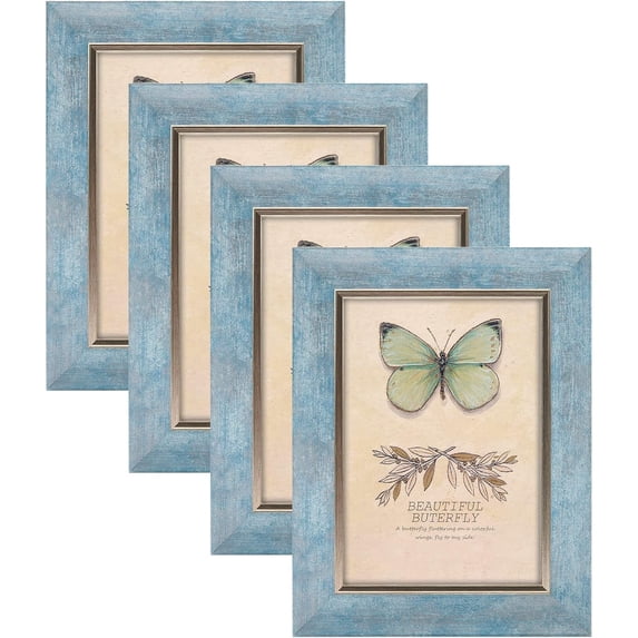 5x7 Picture Frames Set of 4 Rustic Retro Photo Frame with HD Plastic ...
