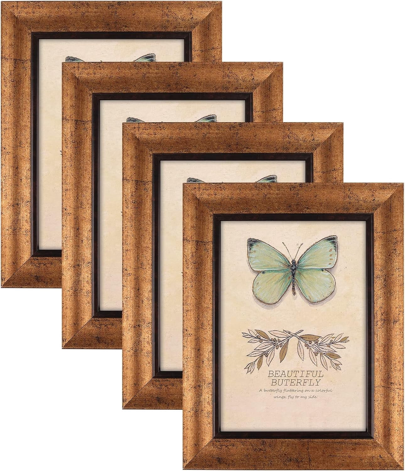 5x7 Picture Frames Set of 4 Rustic Retro Photo Frame with HD plastic ...