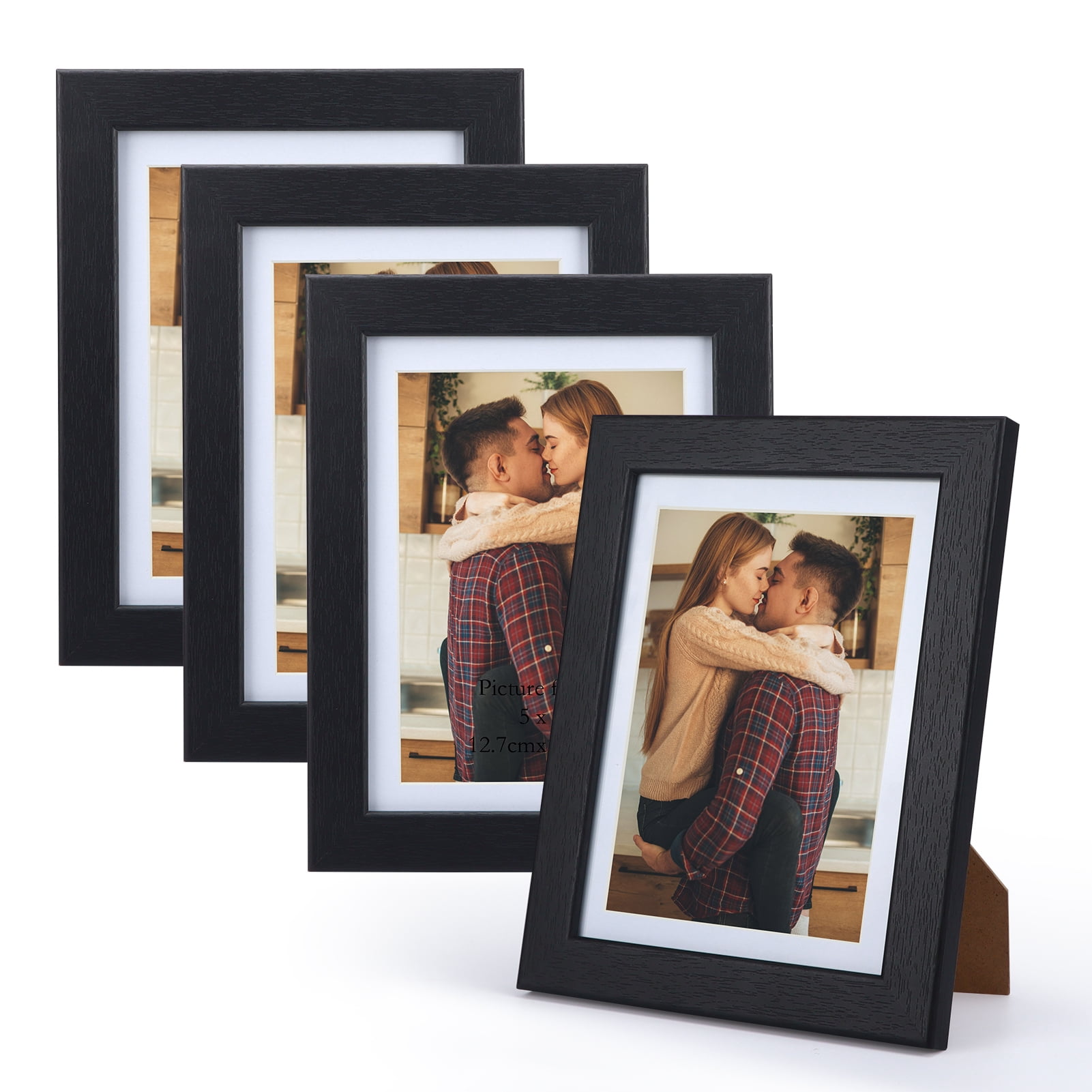 5x7 Picture Frames Set of 4 with Mat,Rustic Black 6x8 Wall Mount Photo ...