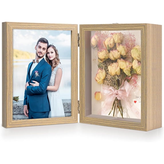 5x7 Shadow Box Picture Frame Double Hinged Display Case, 5x7 Couples ...