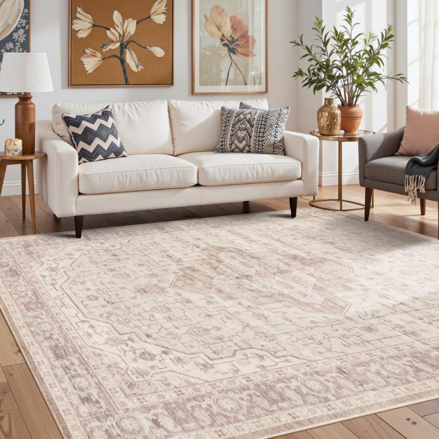 5x7 Soft Pink Washable Area Rug for Living Room & Bedroom, for Girls ...