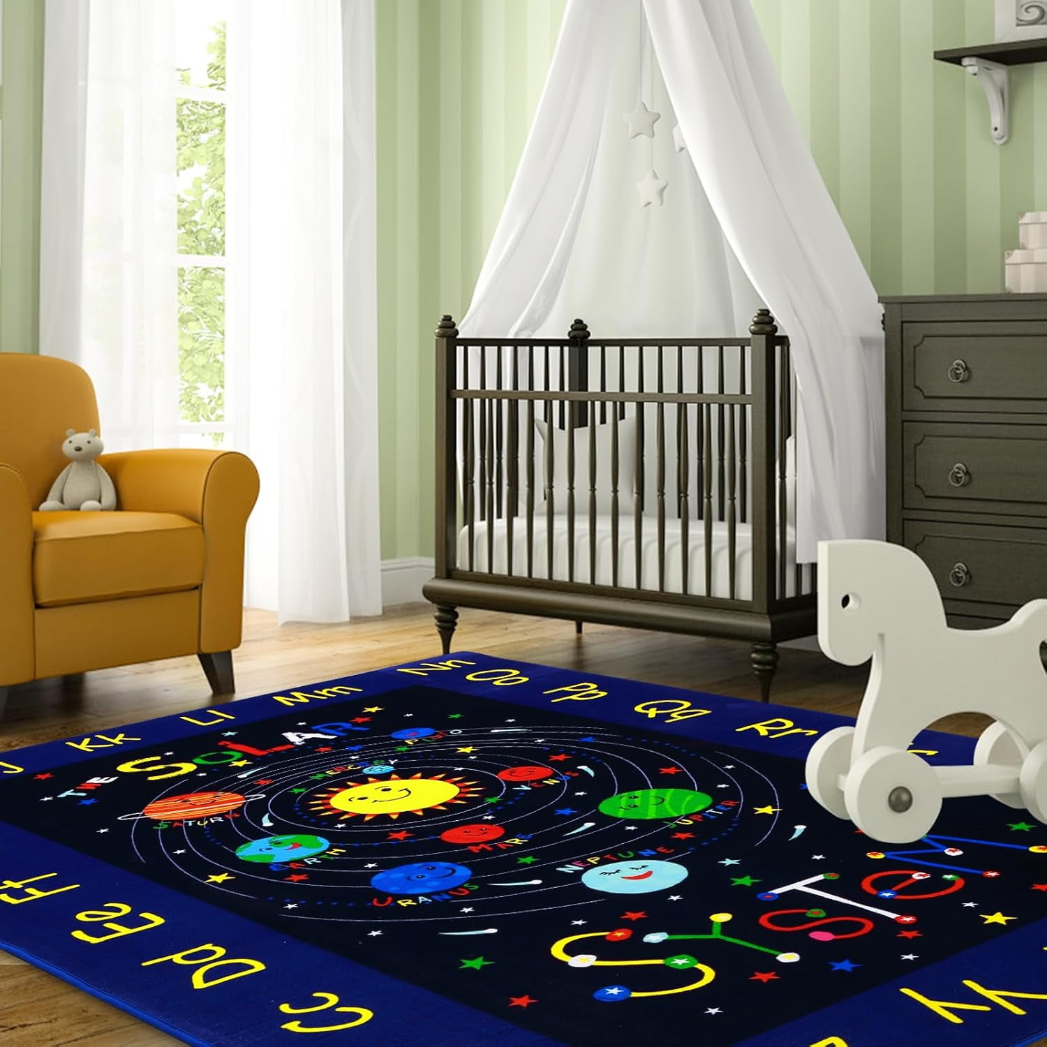 5x7 Solar System Rug for Kids, Outer Space, Ultra Soft, Non-Slip, Low ...