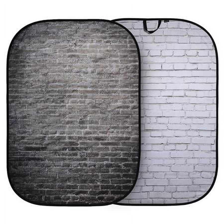 5x7' Urban Collapsible Background, White/Industrial Gray Brick ...