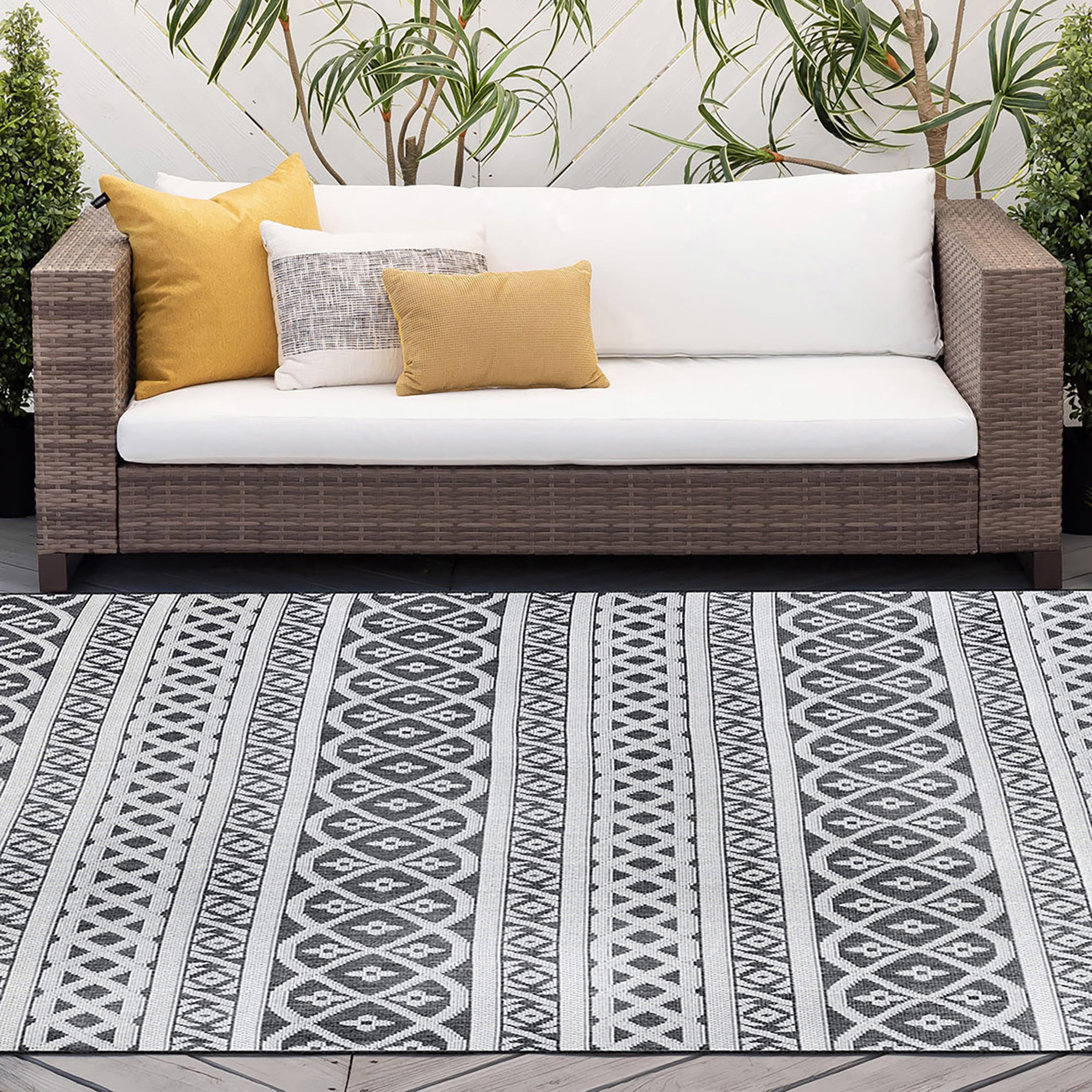 5x7 Water Resistant, Indoor Outdoor Rugs for Patios, Front Door Entry ...