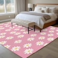 5x7 White Daisies Area Rug for Living Room, Washable Non Slip Low Pile ...