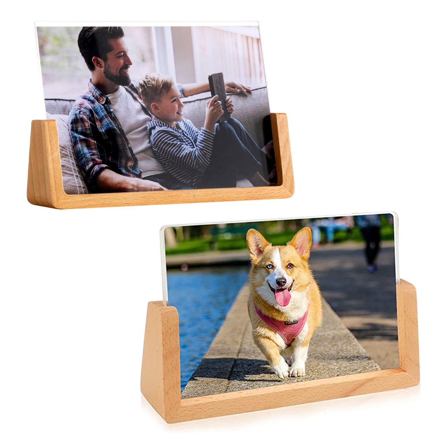 5x7 Wood Picture Frame Set of 2 Rustic Wooden Photo Frames with Base U ...