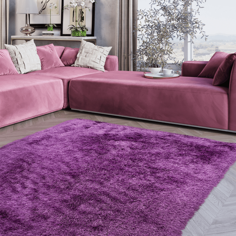 5x7 ft Purple Shag Area Rug Solid Modern Indoor Carpet Super Soft Thick ...