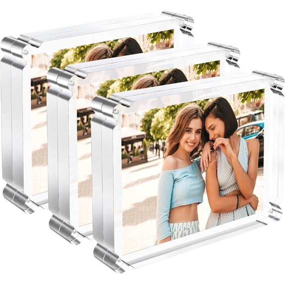 5x7 inch Acrylic Magnetic Picture Frame 3 Pack with 10+10mm Thick Block ...