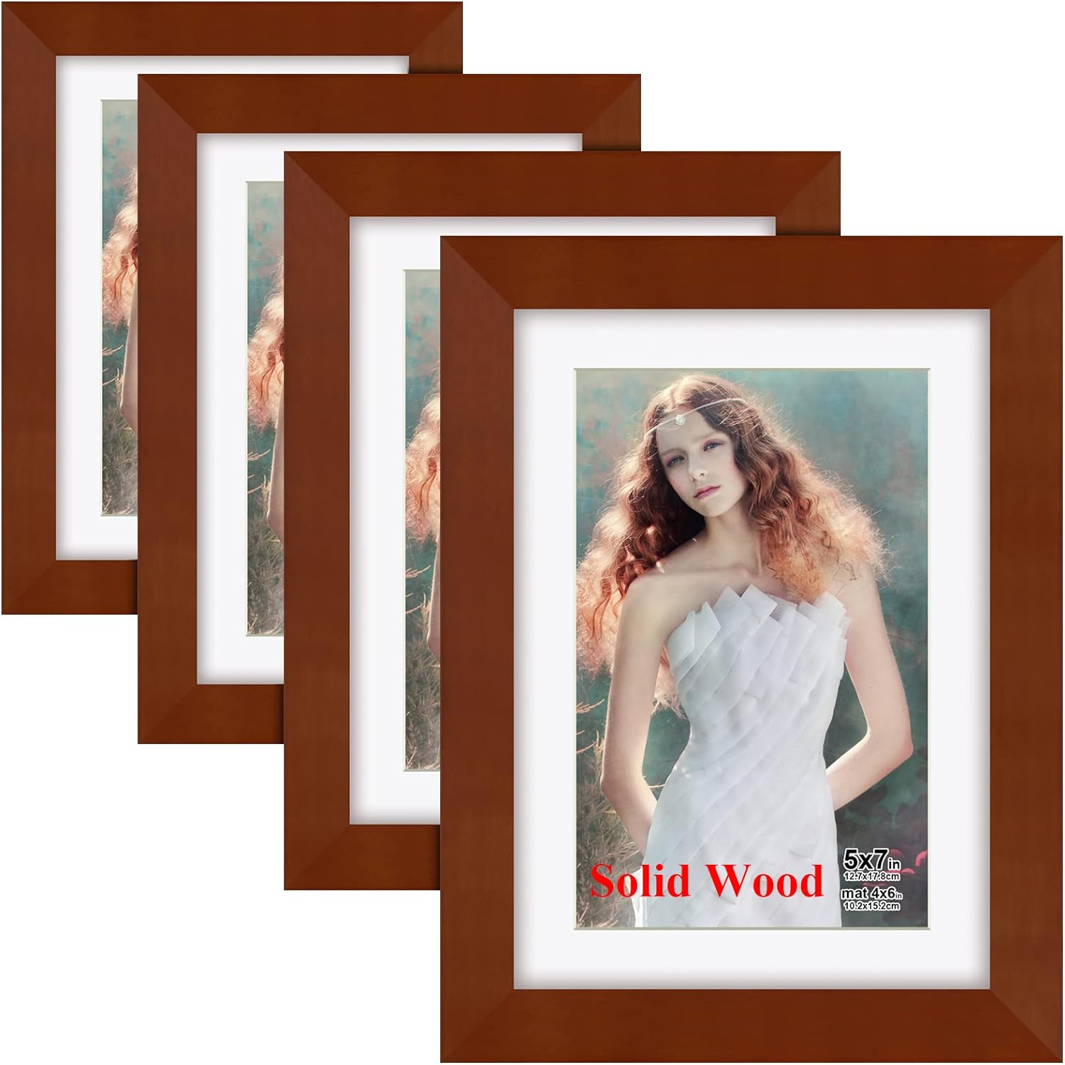 5x7 inch Picture Frames Made of Solid Wood and HD Glass Display Photos ...