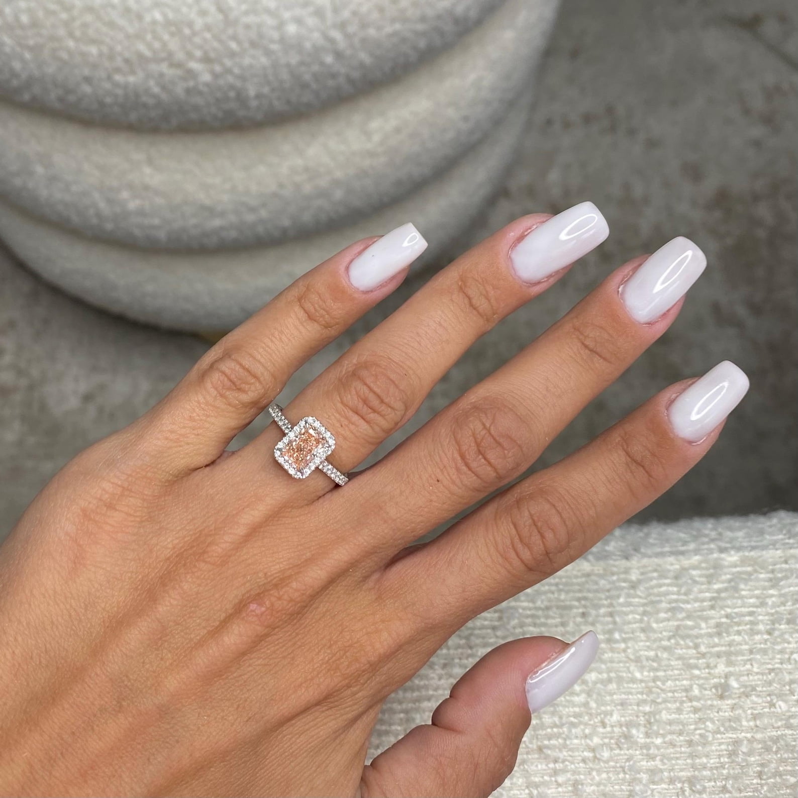 5x7 mm Fancy Intense Pink Radiant Cut Lab Grown Diamond Engagement Ring ...