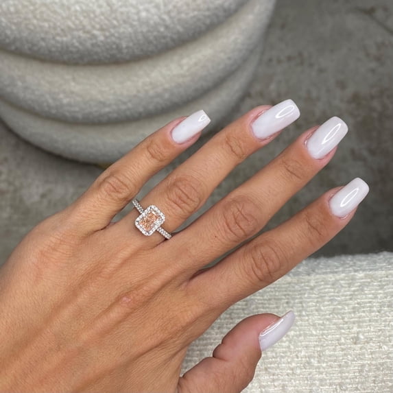 5x7 mm Fancy Intense Pink Radiant Cut Lab Grown Diamond Engagement Ring ...