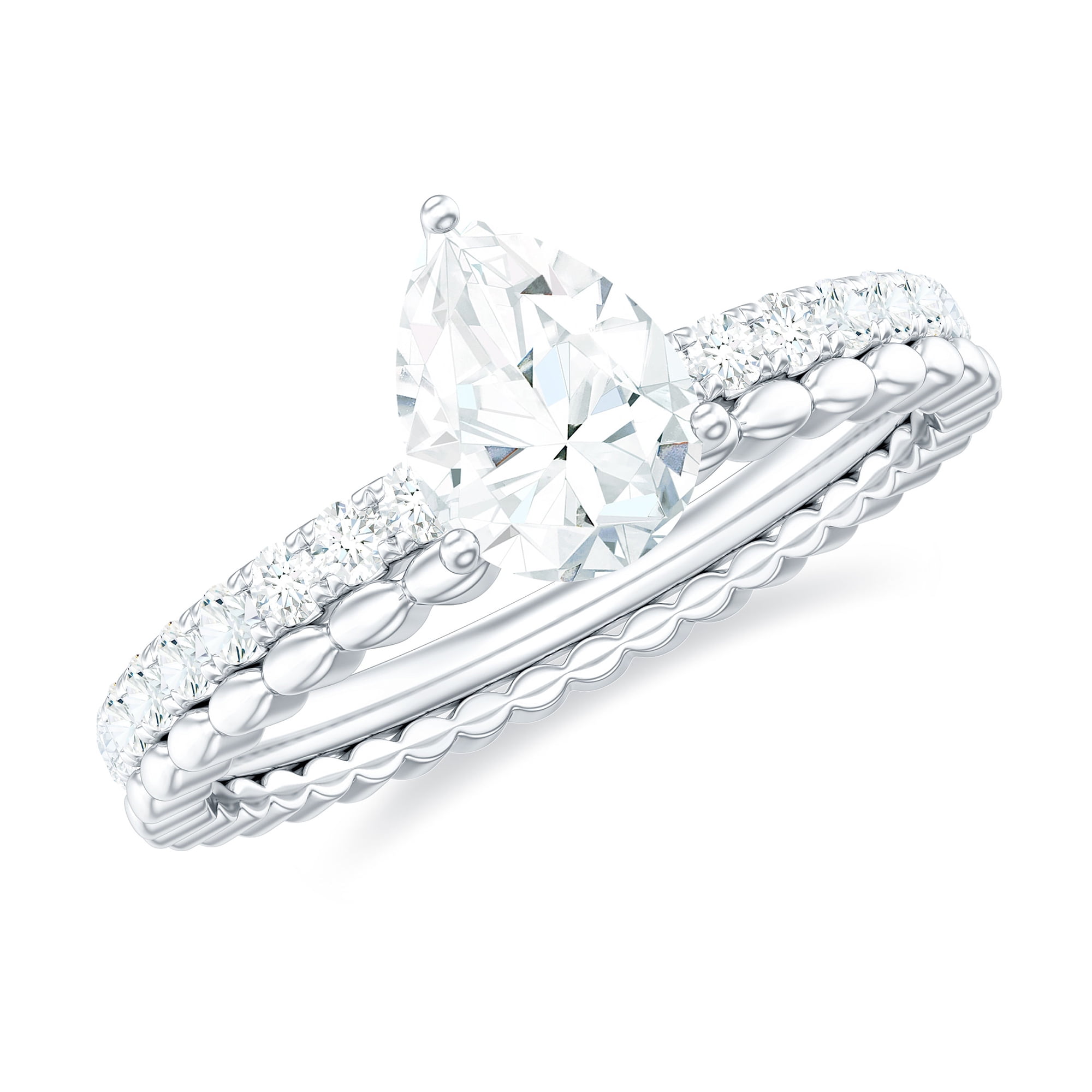 Rosec Jewels 5x7 mm Pear Lab Grown Diamond Designer Teardrop Engagement ...