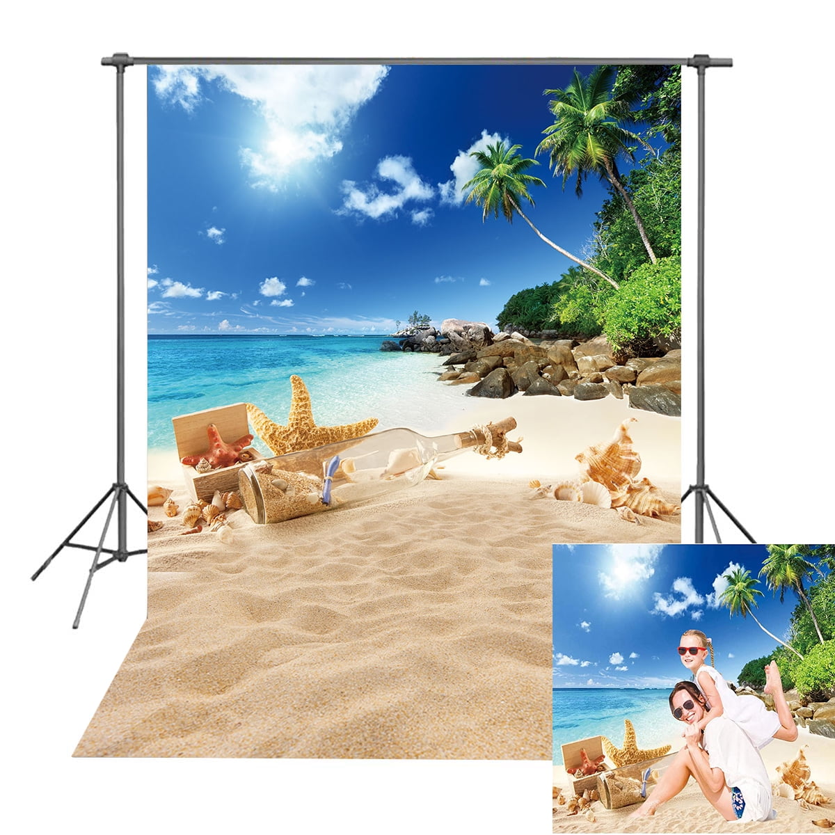 5x7FT Summer Backdrop Tropical Beach Seaside Background Shell Drifting ...