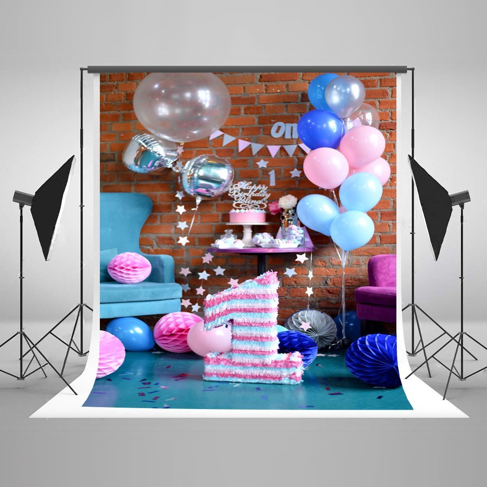 5x7ft 1st Birthday Photography Backdrops Pink and Purple Theme for Baby ...