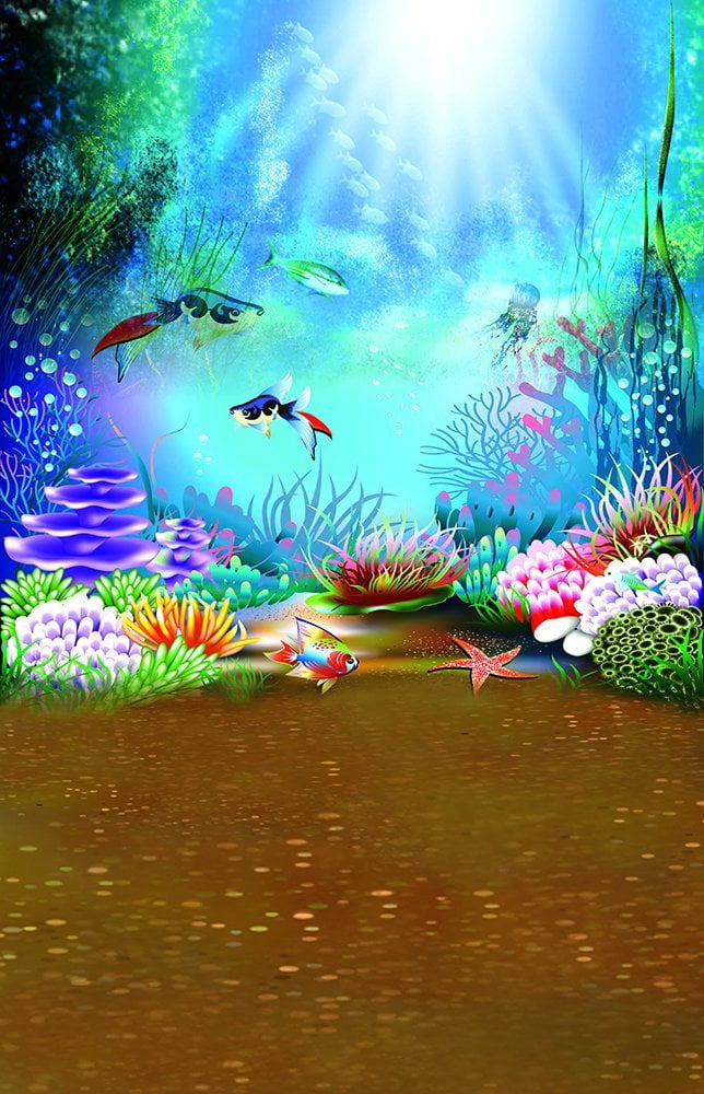 5x7ft Backdrop Colorful Coral Fish Bubbles Sunlight Irradiation ...