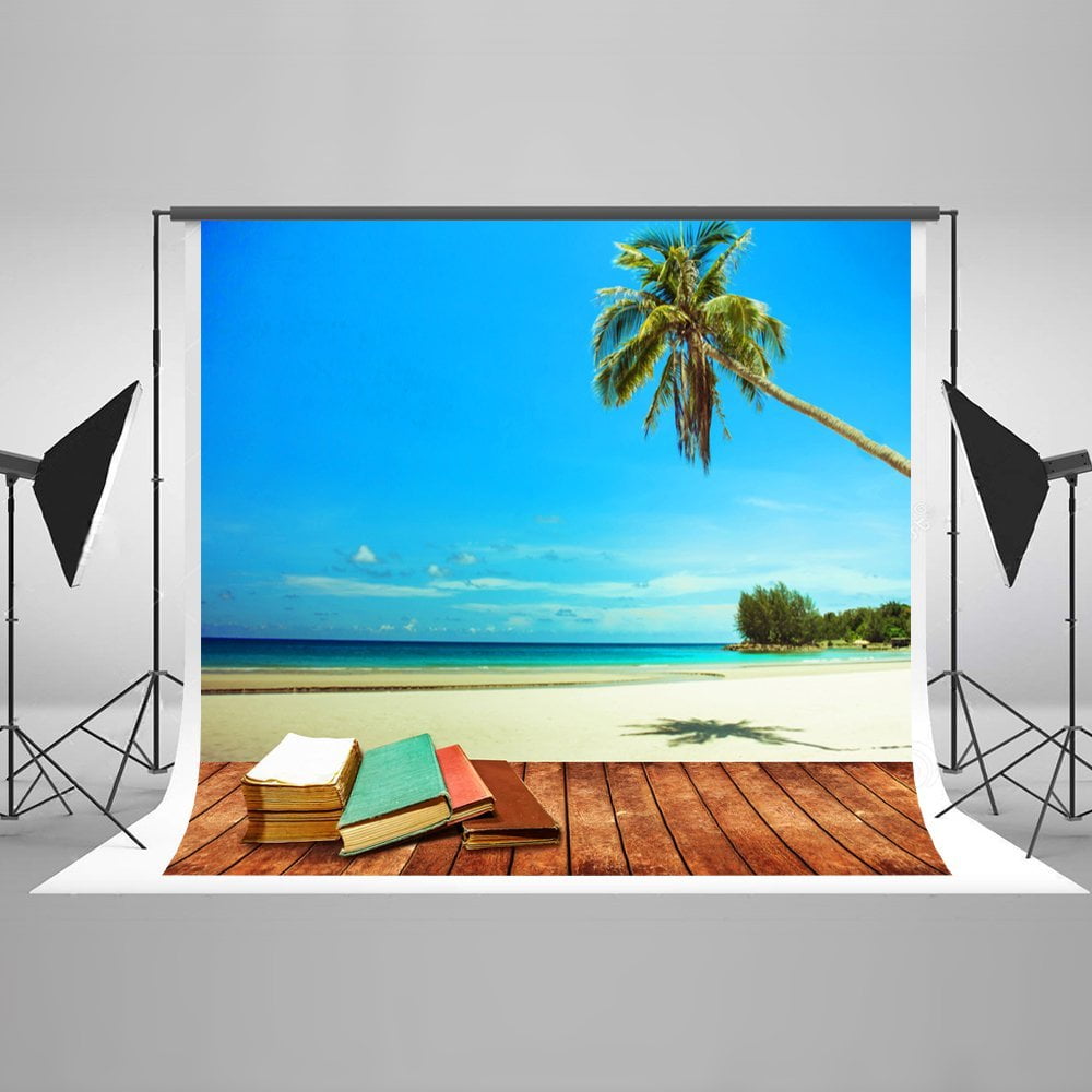 5x7ft Background for Photography Wood Floor Books Summer Holiday ...