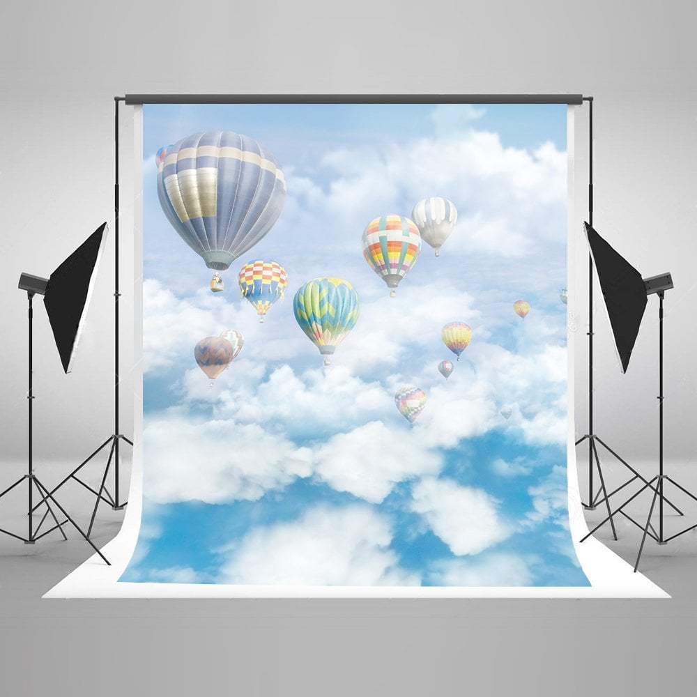 5x7ft Balloon Sky Background Sky White Clouds Backdrop Children ...