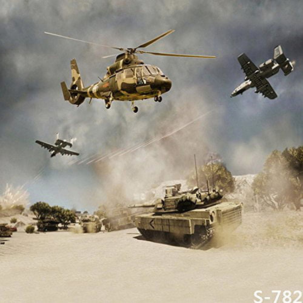 5x7ft Battle Field War Zone Tank Helicopter Fighter Photography Studio ...