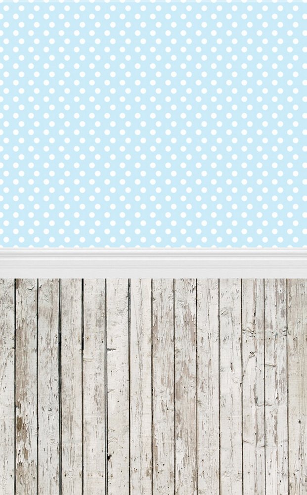 5x7ft Blue Polka Dots Wood Floor Newborns Children Photography Backdrop ...