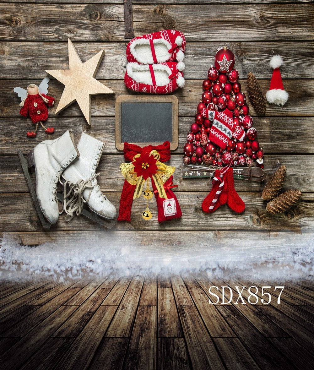 5x7ft Christmas Photography Backdrops Wooden Floor Christmas Gift Photo ...
