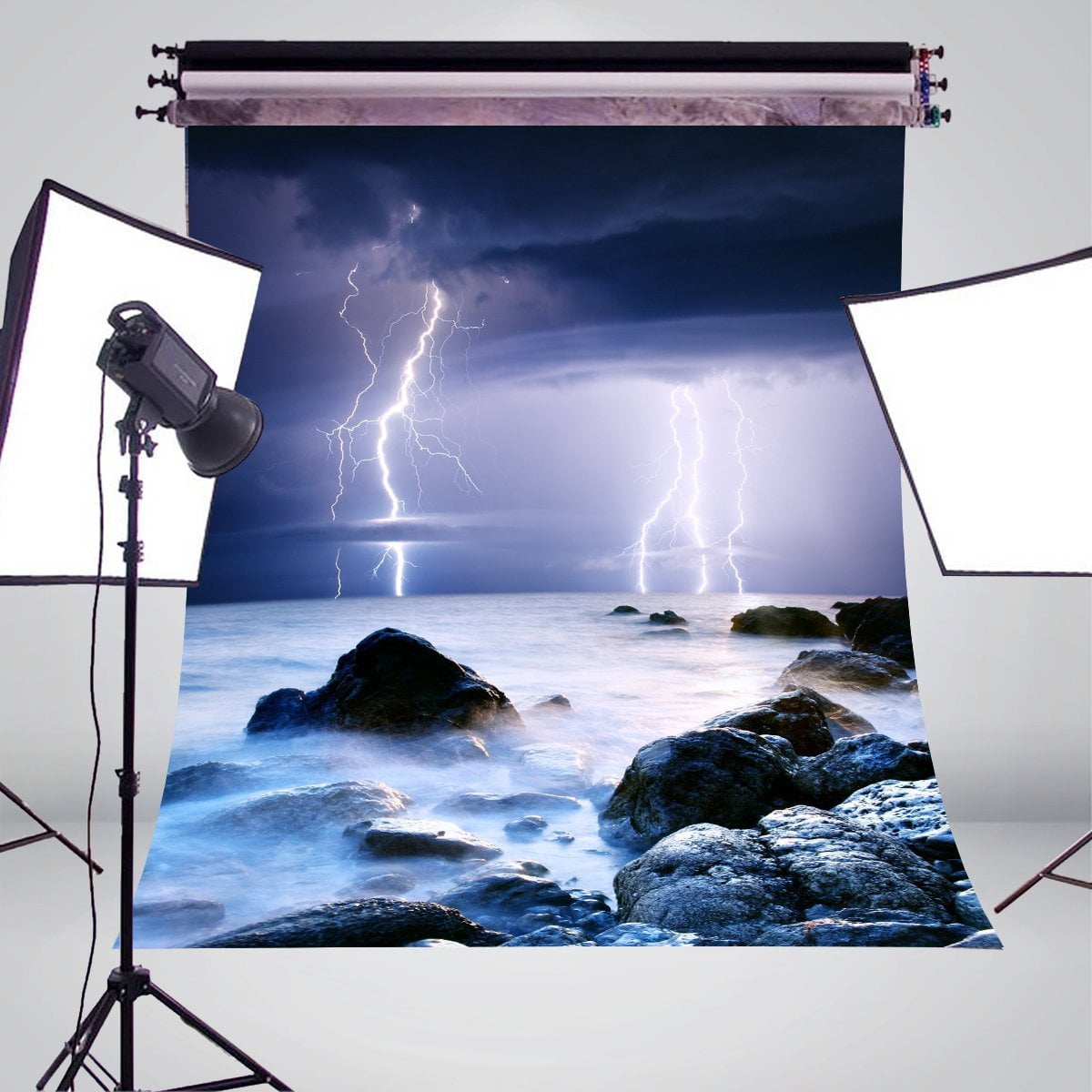 5x7ft Dark Clouds Lightning Photography Backdrop Weather Theme Party ...