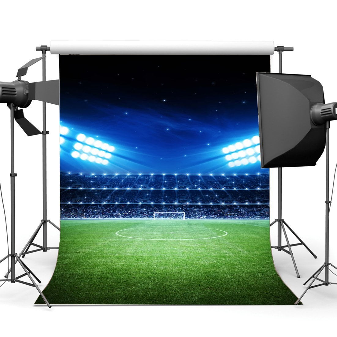 5x7ft Football Field Backdrop Stadium Stage Lights Green Grass Lawn ...