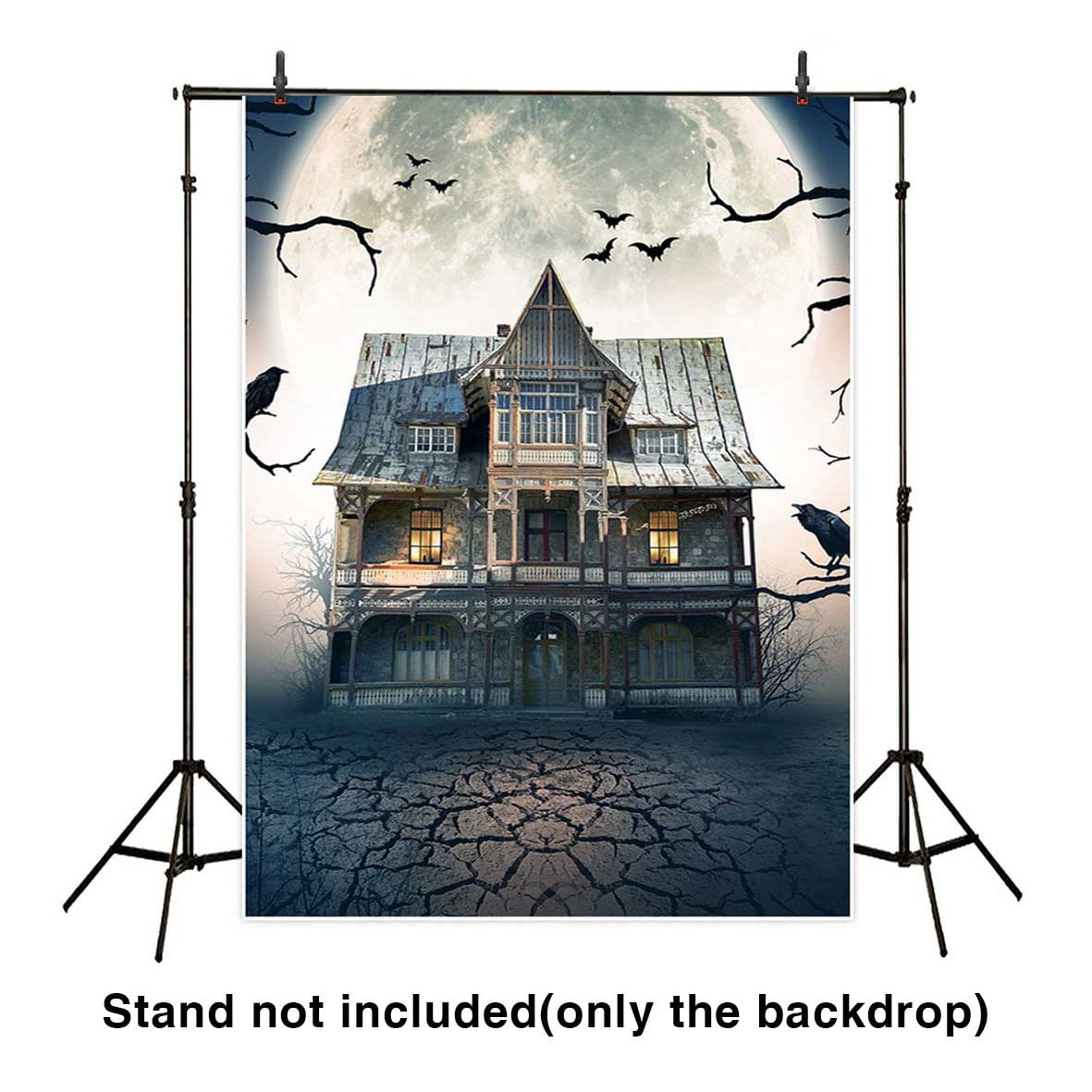 5x7ft Halloween Backdrop Retro Haunted House on the Full Moon Night ...