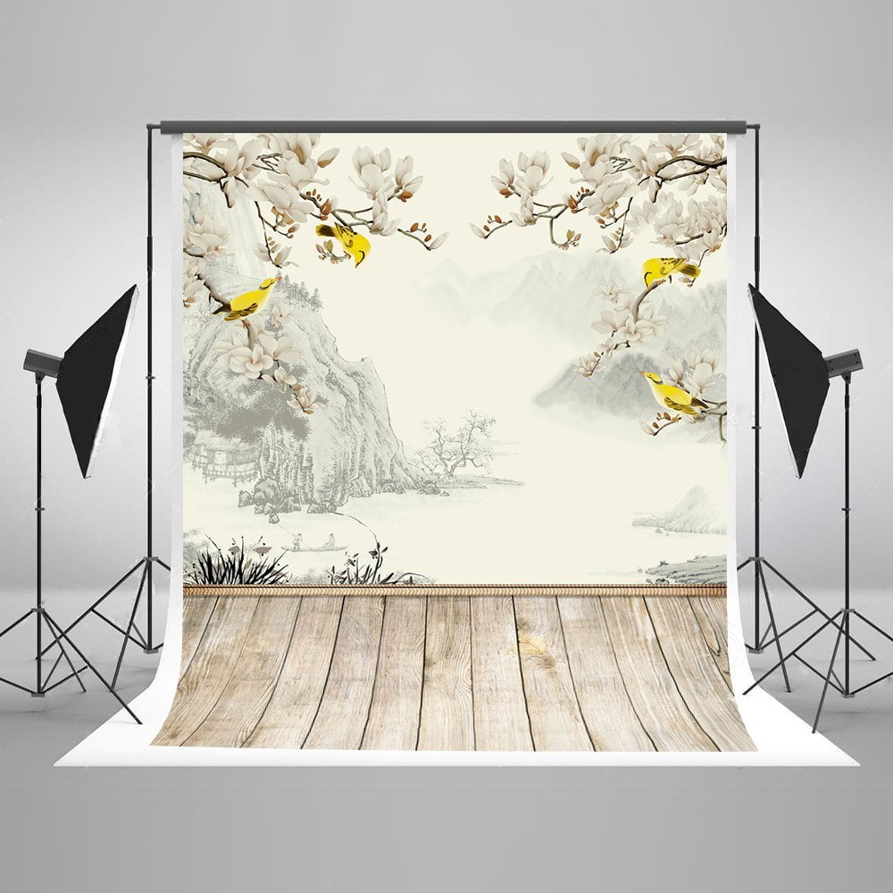 5x7ft Landscape Painting Photography Backdrops Wood Floor Background ...