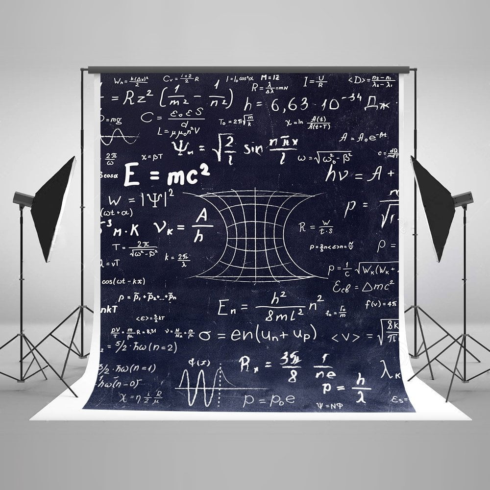 5x7ft Mathematical Formula White Letter Graffiti Black Wall Backdrop ...
