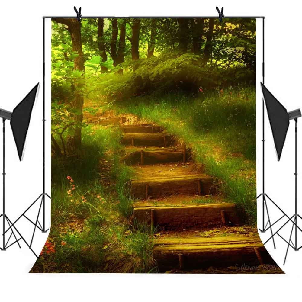 5x7ft Natural Scenery Backdrop Woods Grass Ladder Picture Studio Prop ...