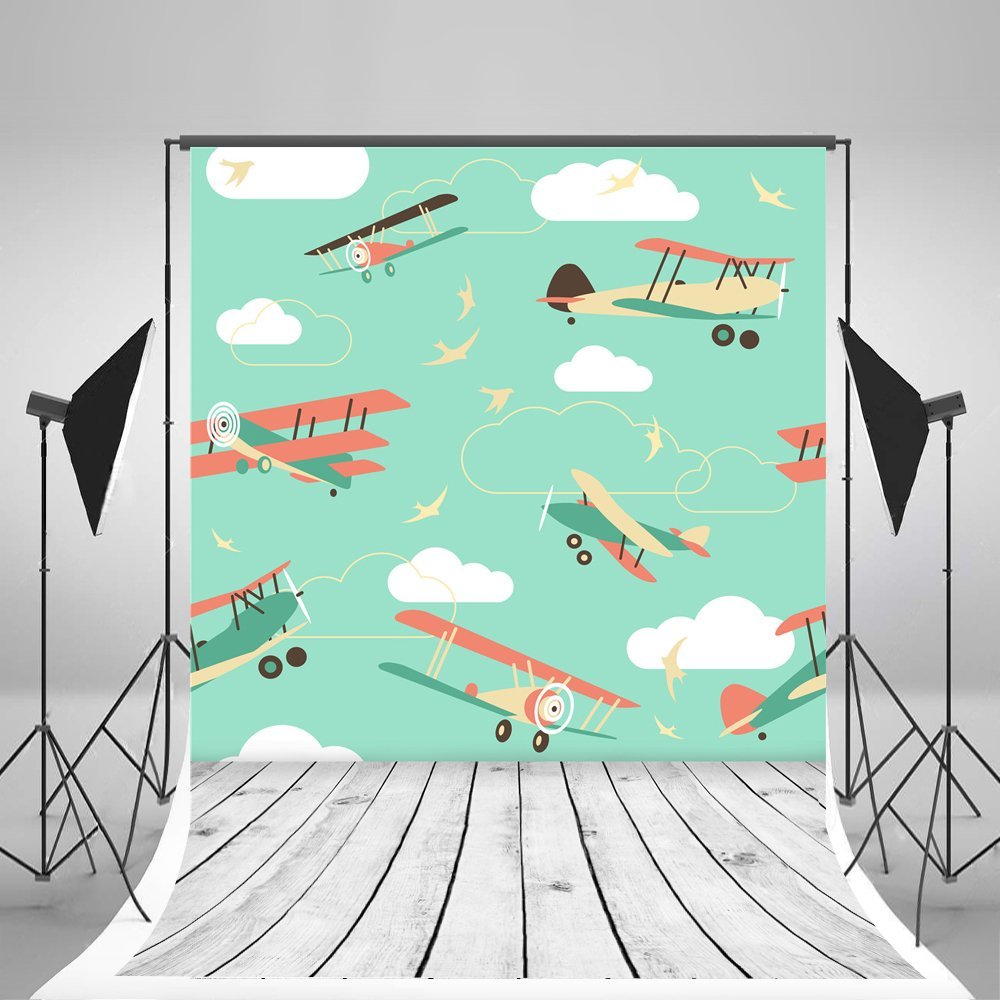 5x7ft Photographic Backgrounds Cartoon Aircraft Model Photo Backdrop ...