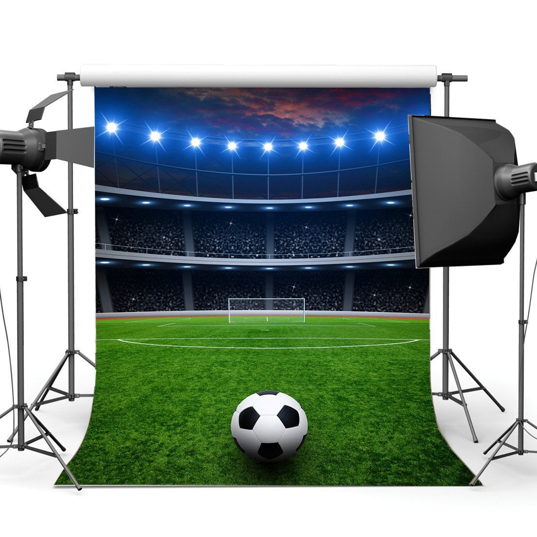 5x7ft Photography Backdrop Football Field Green Grass Stage Lights ...