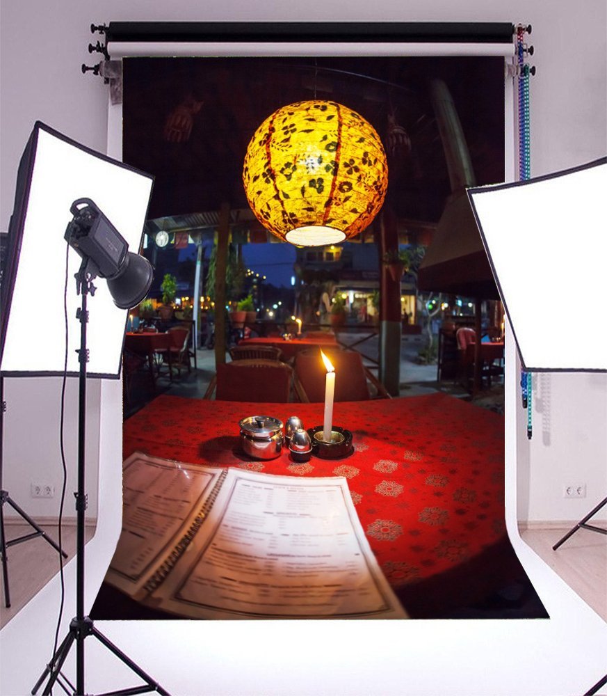 5x7ft Photography Backdrop Romantic Table Evening Dinner Menu Cafes Red ...