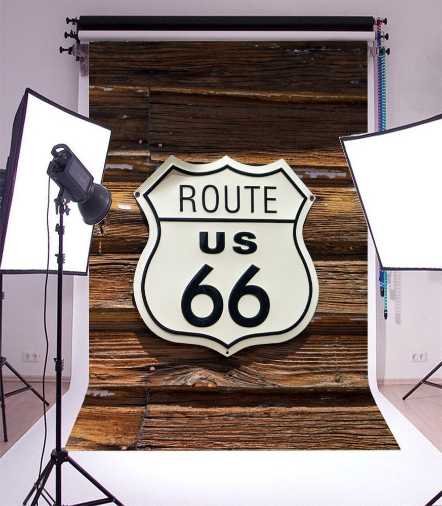 5x7ft Photography Backdrop Route 66 Sign Symbol American Culture Road ...