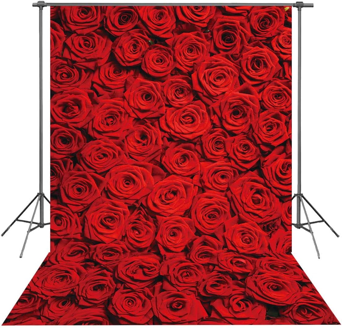 5x7ft Red Rose Floral Wall Wedding Backdrop for Bridal Shower - Walmart.com