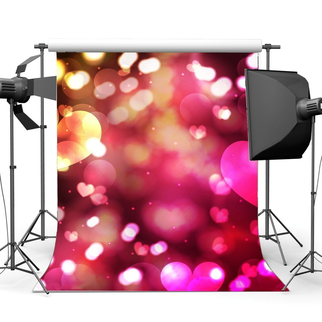 5x7ft Valentines Day Backdrop Shining Sweet Heart Background Bokeh