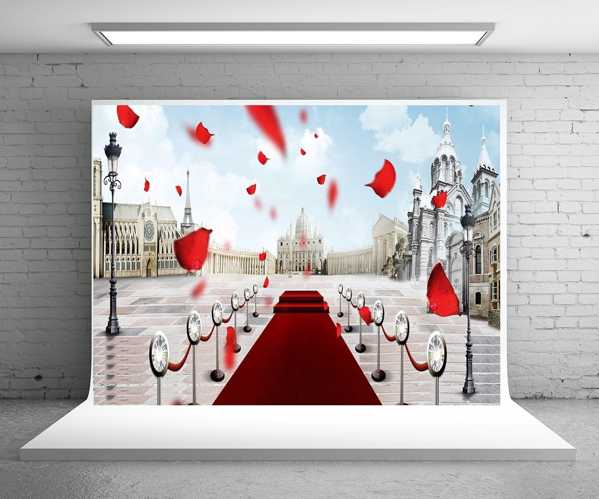 5x7ft Wedding Backdrop Paris Photo Booth Props Red Carpet Building ...