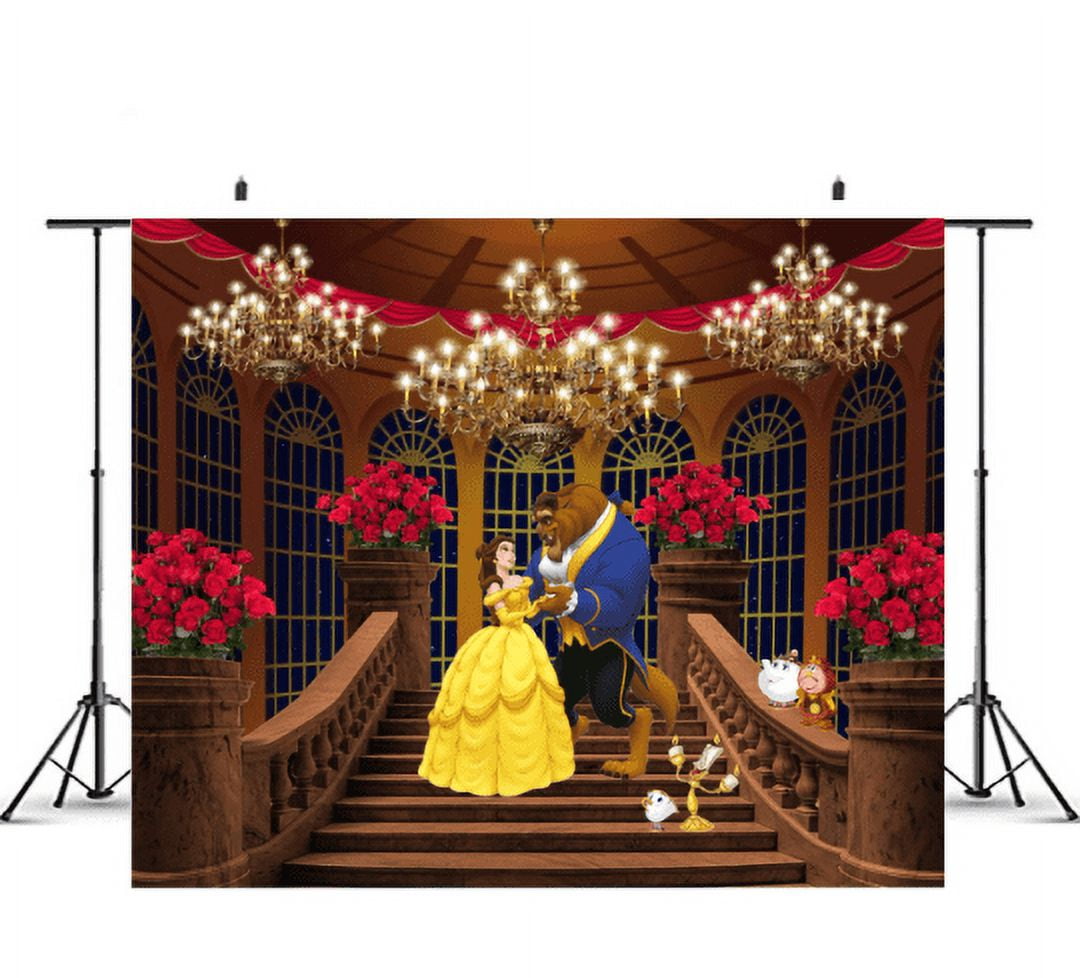 5x7ft backdrop beauty and the beast, belle party decoration for ...