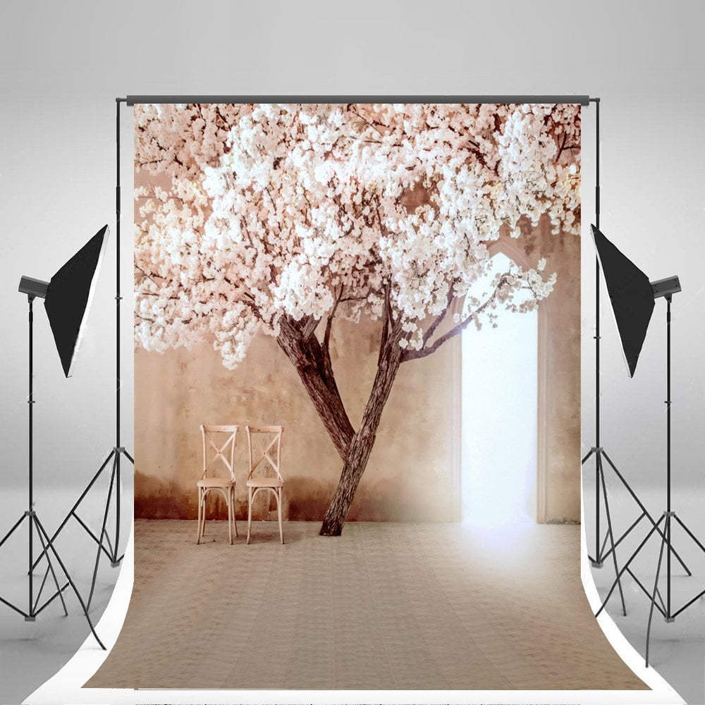 5x7ftWedding White Flowers Photographic Background Wooden Chair Gray ...