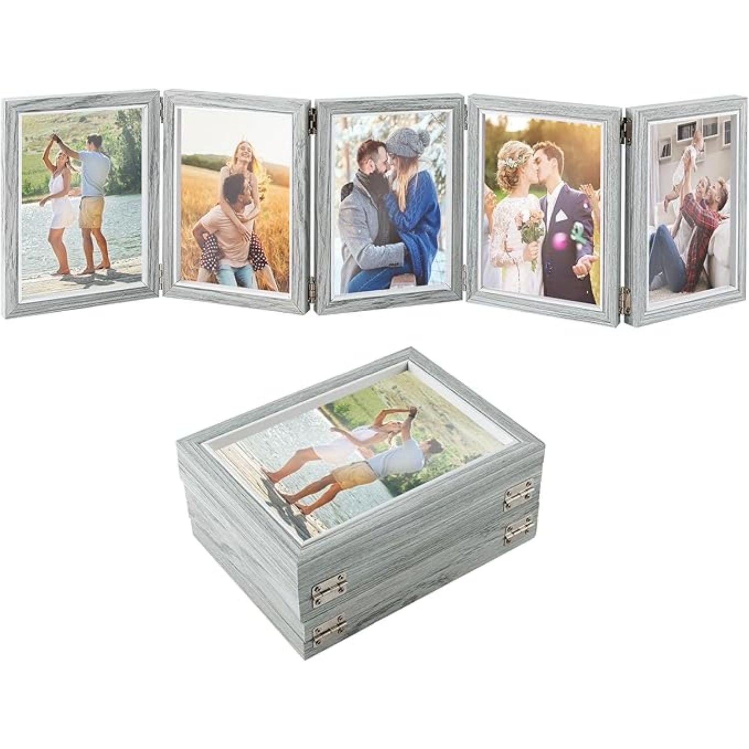 5x7in 5 Folding Picture Frame - Collage Photo Frame for Desk, Foldable ...