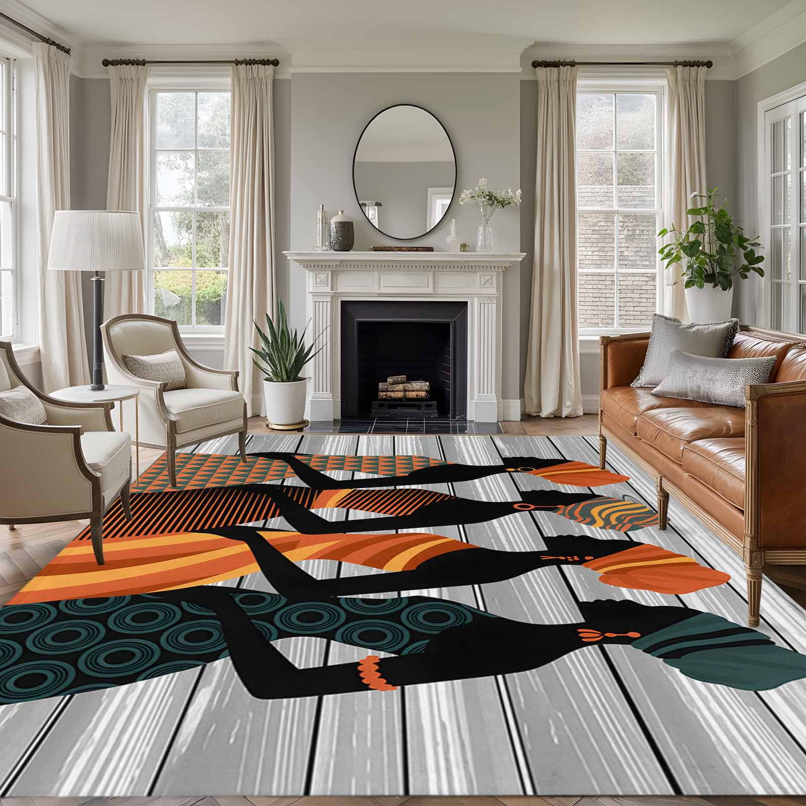 5x8 Area Rugs, Black Female Non-Skid Rubber Backing Large Rectangle ...