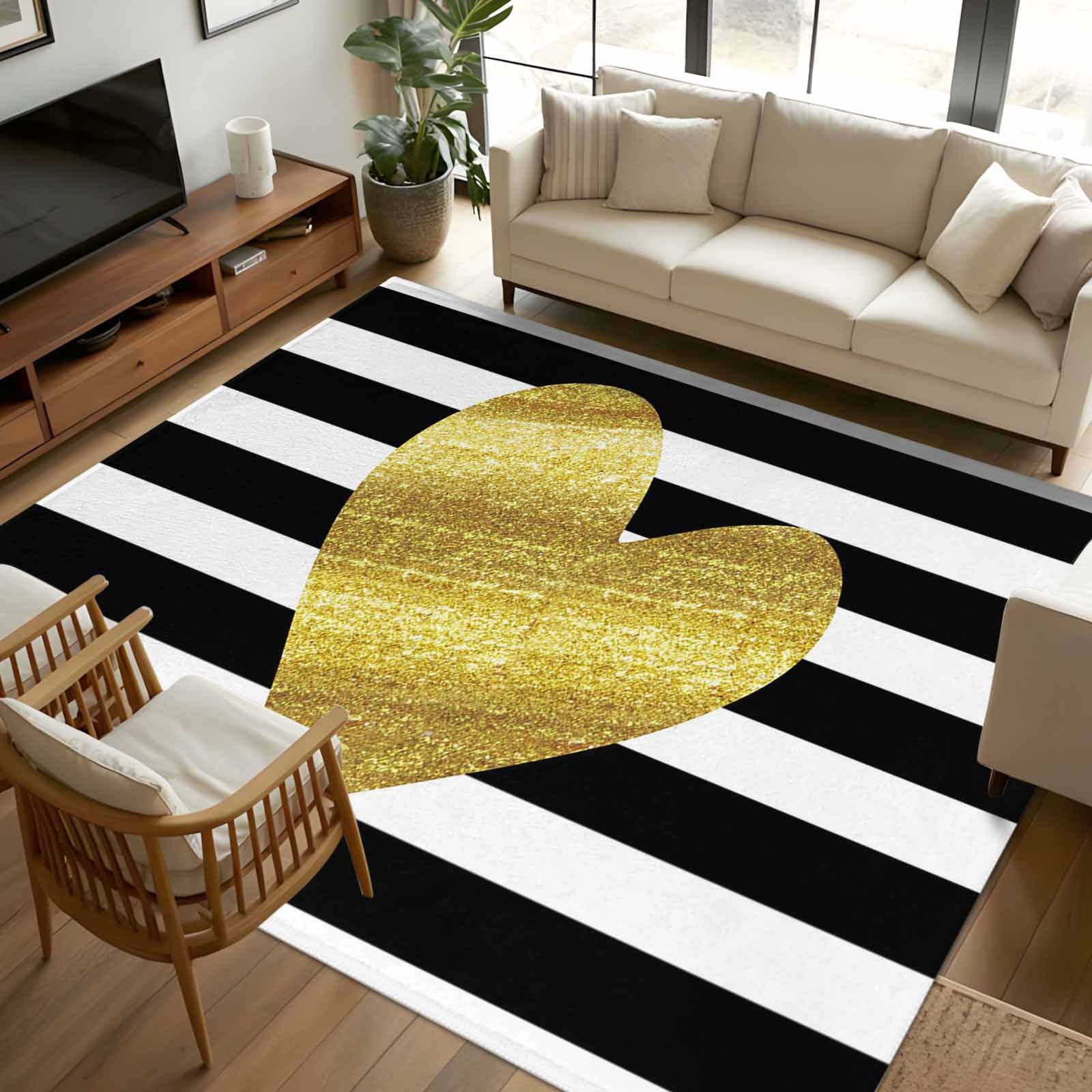 5x8 Area Rugs, Happy Valentine's Day Non-Skid Rubber Backing Large ...