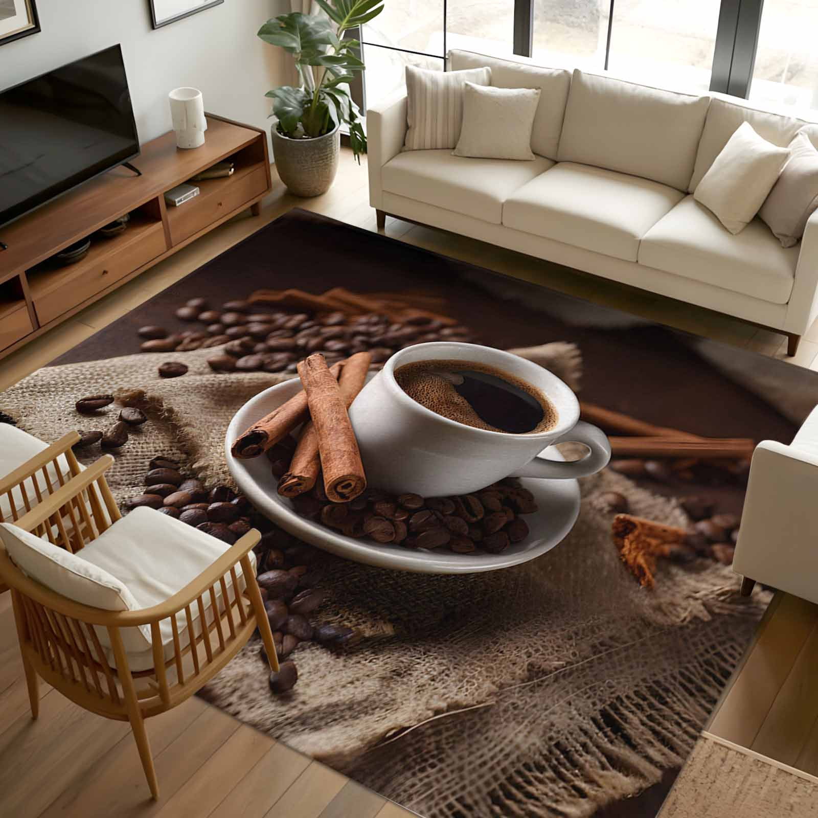 5x8 Area Rugs, Hot Coffee Non-Skid Rubber Backing Large Rectangle Rugs ...