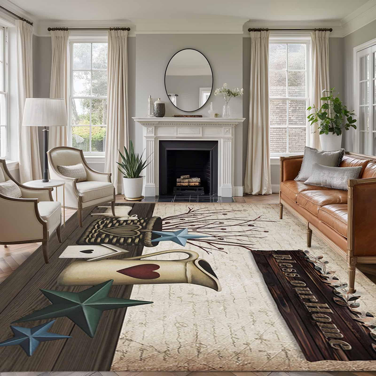 5x8 Area Rugs for Living Room, Bless OurHome Non Slip Area Rugs for ...