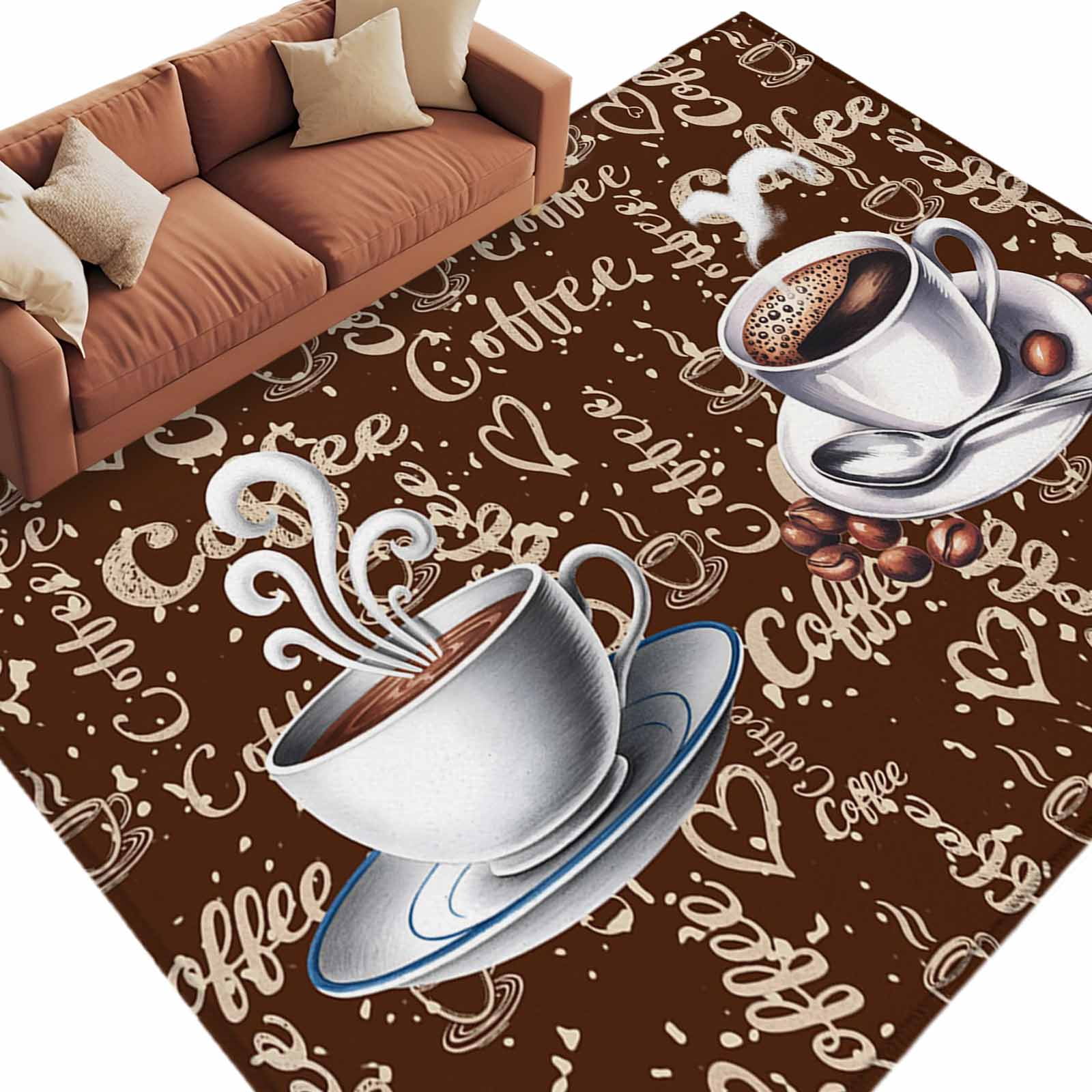 5x8 Area Rugs for Living Room, Brown Coffee Farmhouse Non Slip Area ...